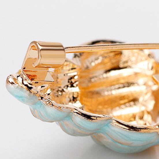 Cheap Blue Conch Brooch Rhinestone Animal Shape Refreshing Personality ...