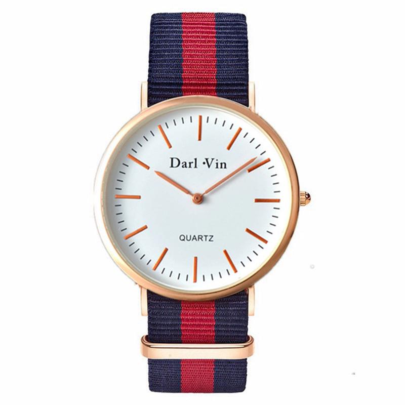 Buy Luxury Ultra Thin Casual Unisex Stripe Round Dial Nylon Strap Men ...