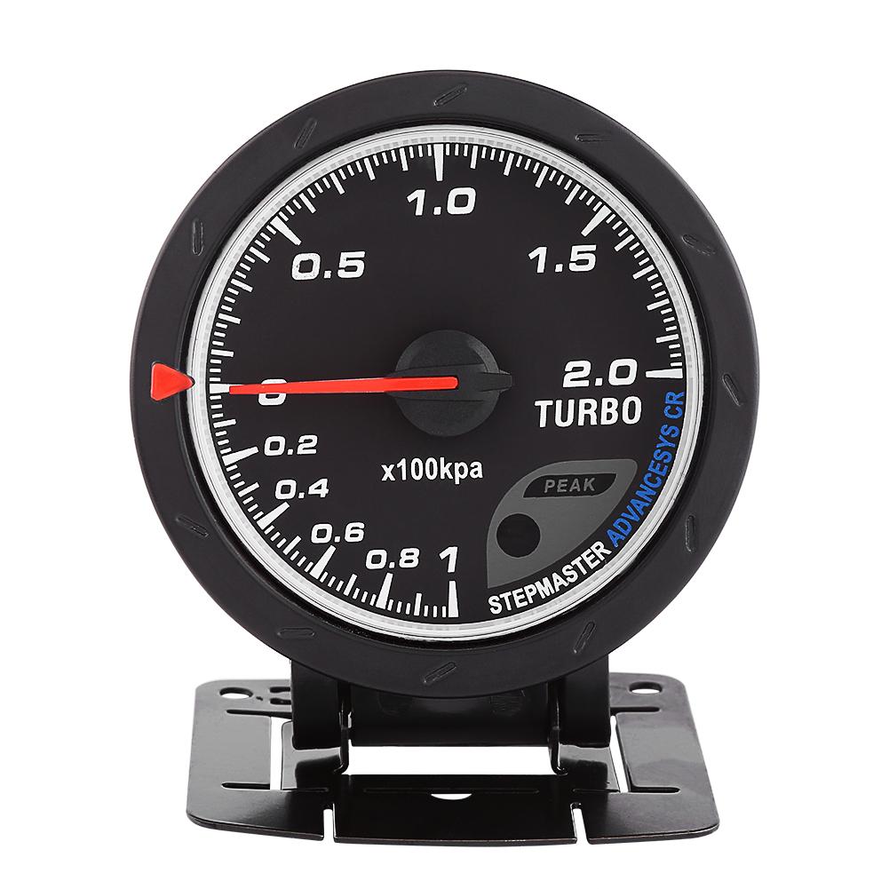 Buy Universal 60mm LED Turbo Boost Meter Gauge Black Shell For Auto ...
