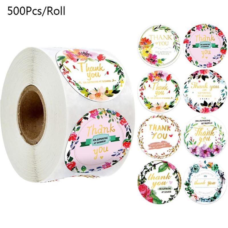 500Pcs/Roll Paper Seal Label Thank You Stickers Custom Gift Box Bake ...