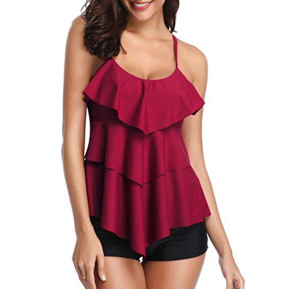 Women Split Swimsuit Layered Ruffled Split Swimsuit Top Two-piece ...
