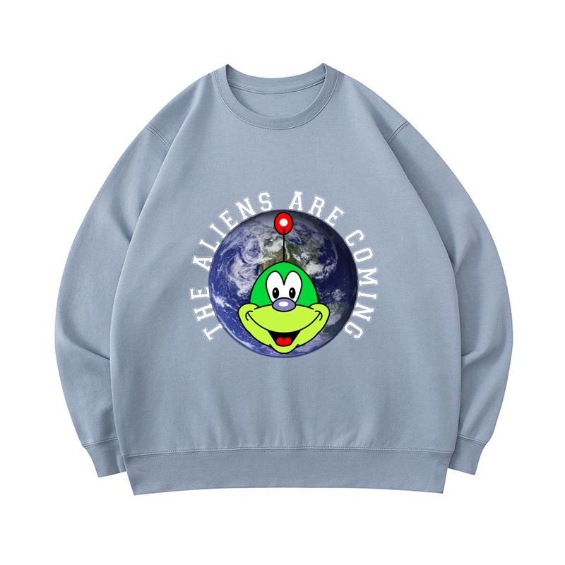 Buy Men's 300 GSM 100% Cotton Sweatshirt The Aliens Are Coming Print ...