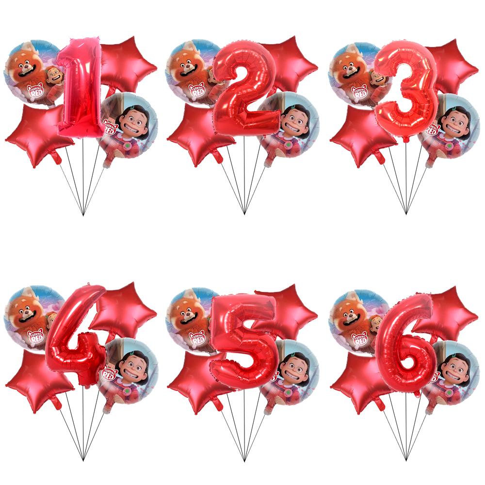 Turning Red Party Supplies Decoration Red Number Birthday Cute Panda ...