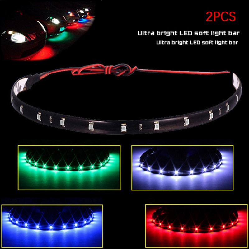 Buy 2Pcs 12V 30Cm 15Led 3528 Smd Waterproof Car Auto Flexible Strip ...