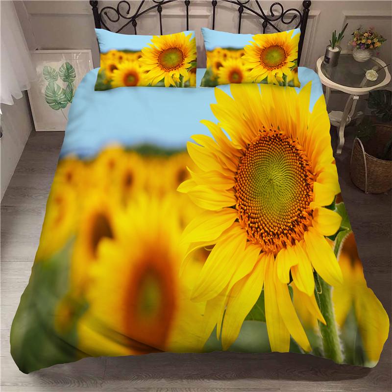 Buy Sunflower Duvet Cover Creative 3D Printed Sunflower Bedding Set at ...
