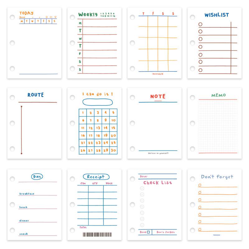 Buy 60 Sheets 60x80mm Mini 3 Hole Loose Leaf Binder Notebook Inner Page ...