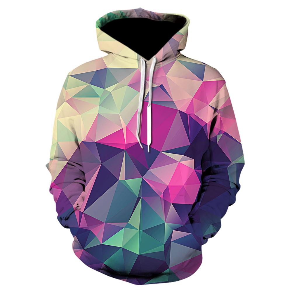 Buy Mens Hoodies and Sweatshirts 3D Geometric Diamond Pattern Printed ...