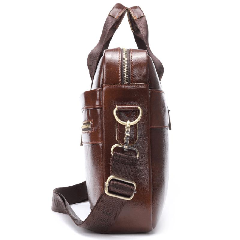 Buy PI UNCLE Bag Men's Genuine Leather Briefcase Laptop Bag Brown at ...