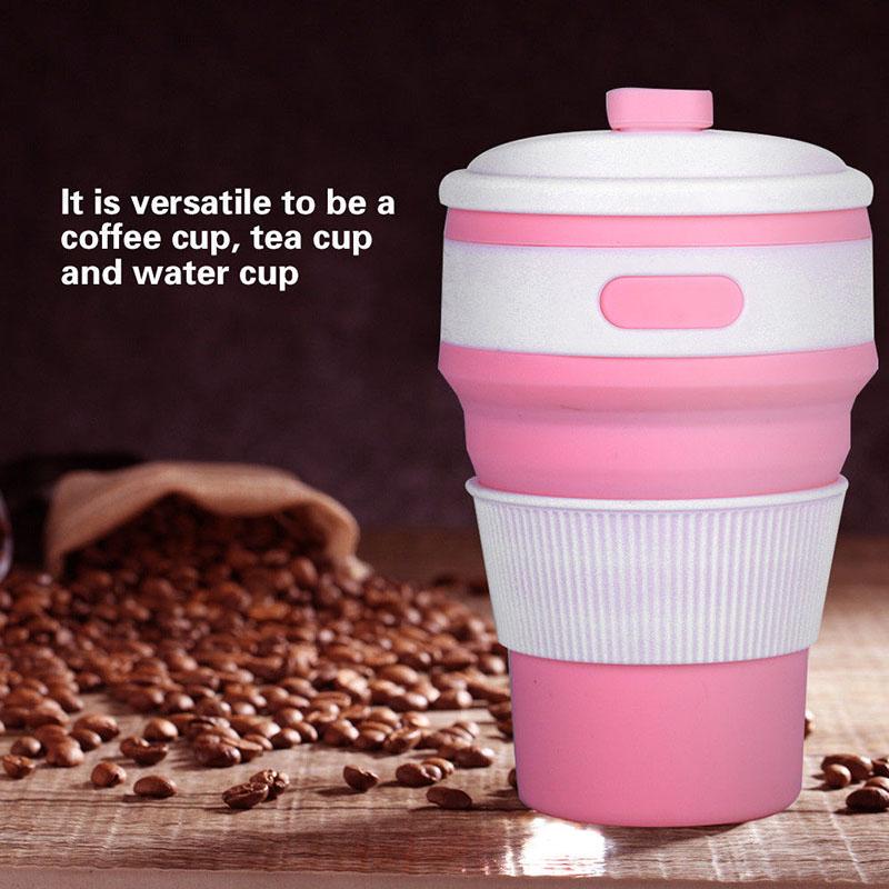 Buy 350ML Portable Mini Silicone Collapsible Coffee Cup Folding ...