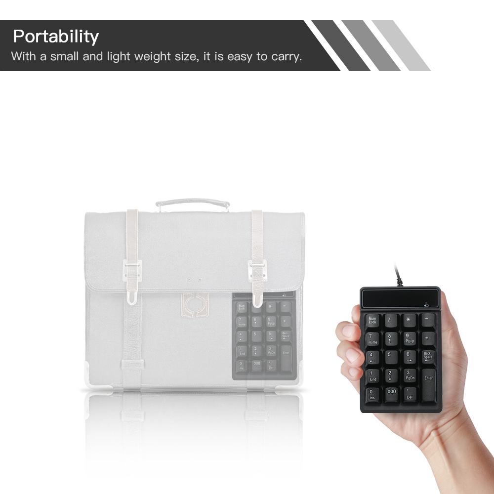 19 Keys Low Noise Mini Numeric Keypad Waterproof USB Wired ABS Material ...