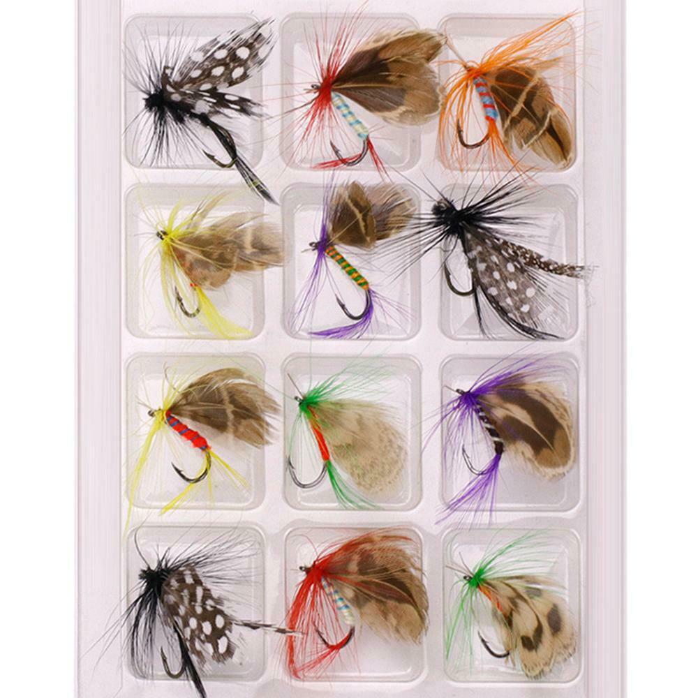 Buy 12pcs Fly Fishing Fly Hook Kit Lure Fishing Bait Imitation ...