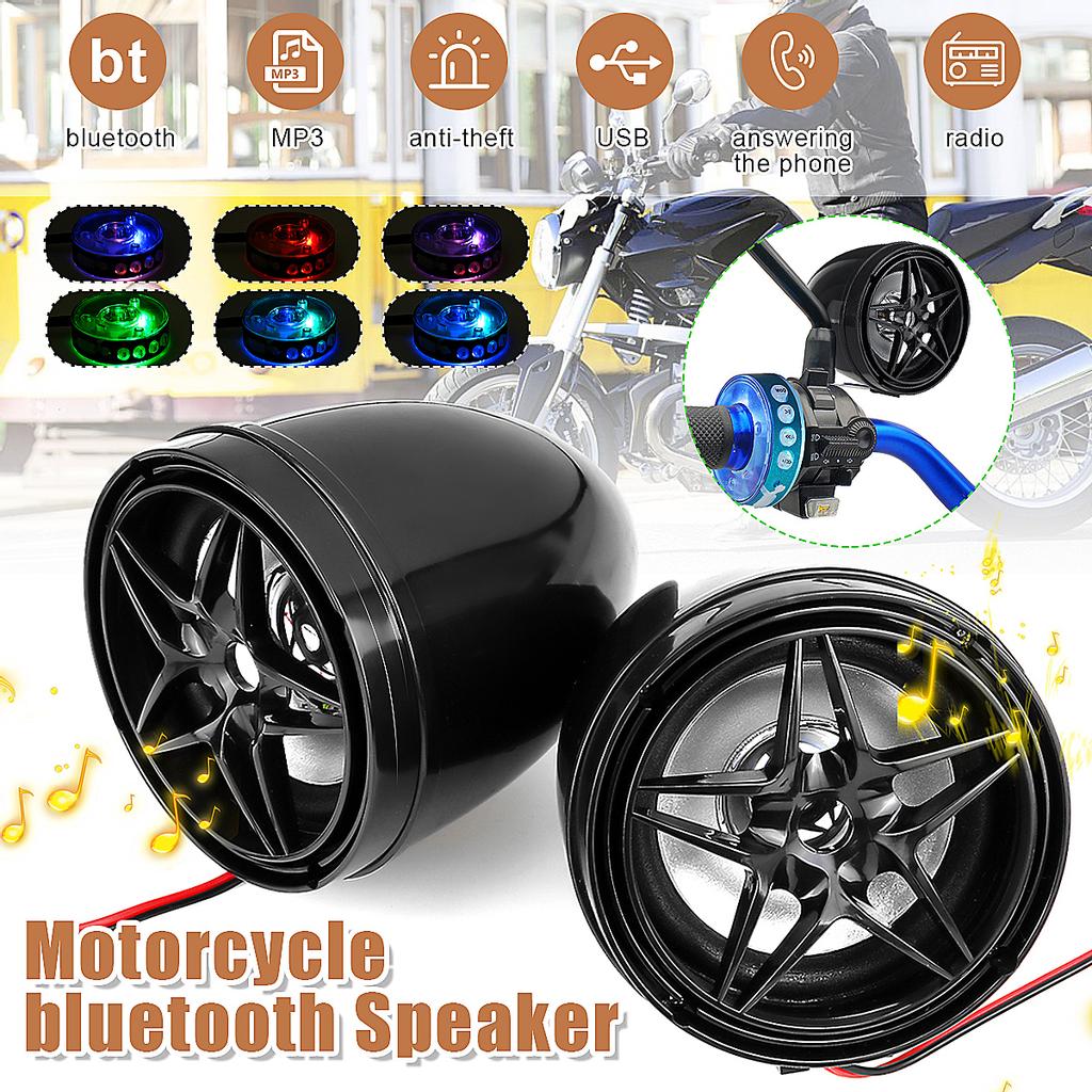 Buy Pair Motorcycle Handlebar Audio System Bluetooth USB SD FM Radio ...