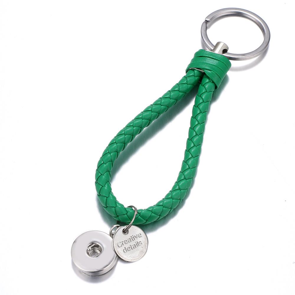 Cheap Top Popular Weave PU Leather Key Chains 18mm Snap Button Keychain ...