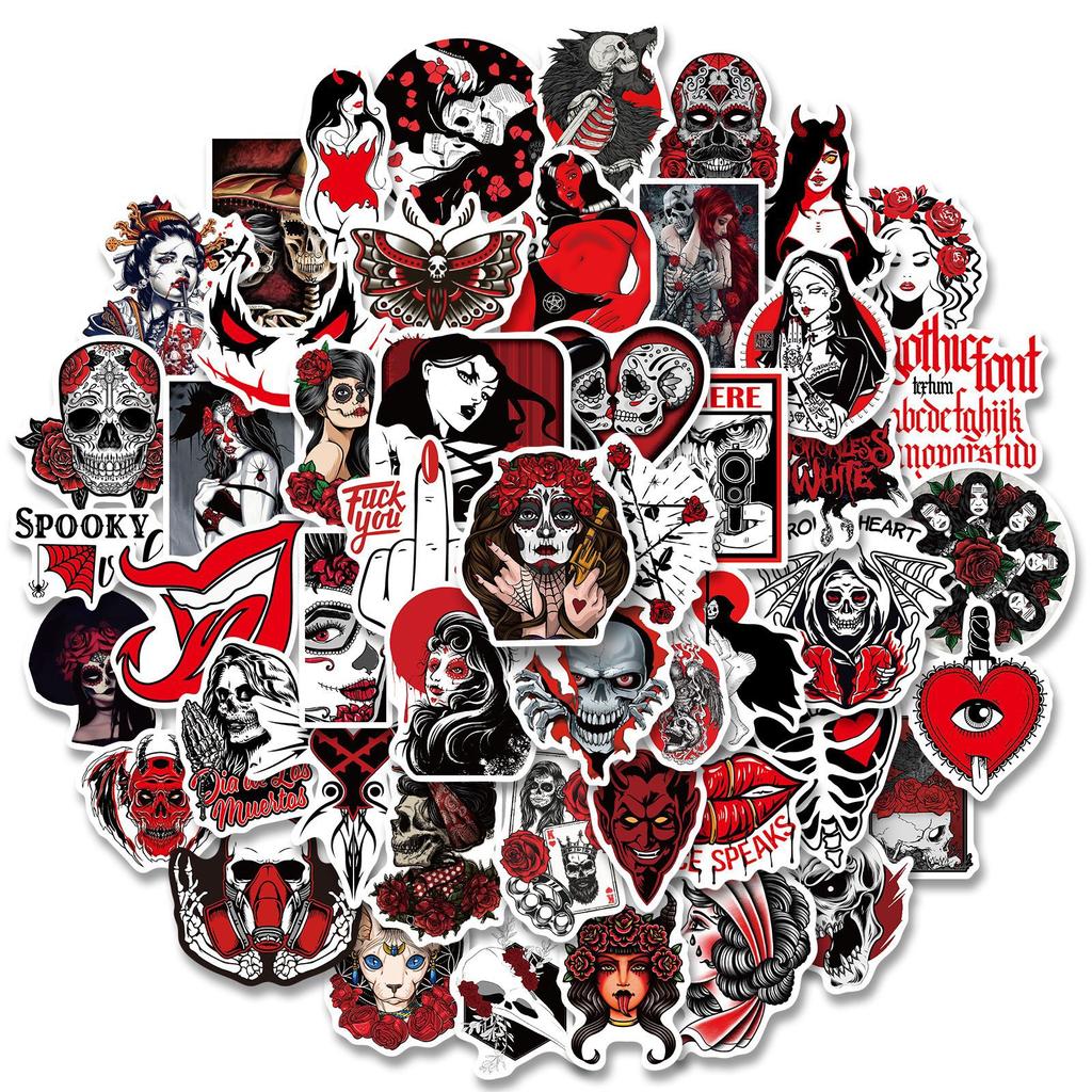 50 Gothic Horror Stickers Demon Dark Red Wind Punk Wind Thriller Red ...