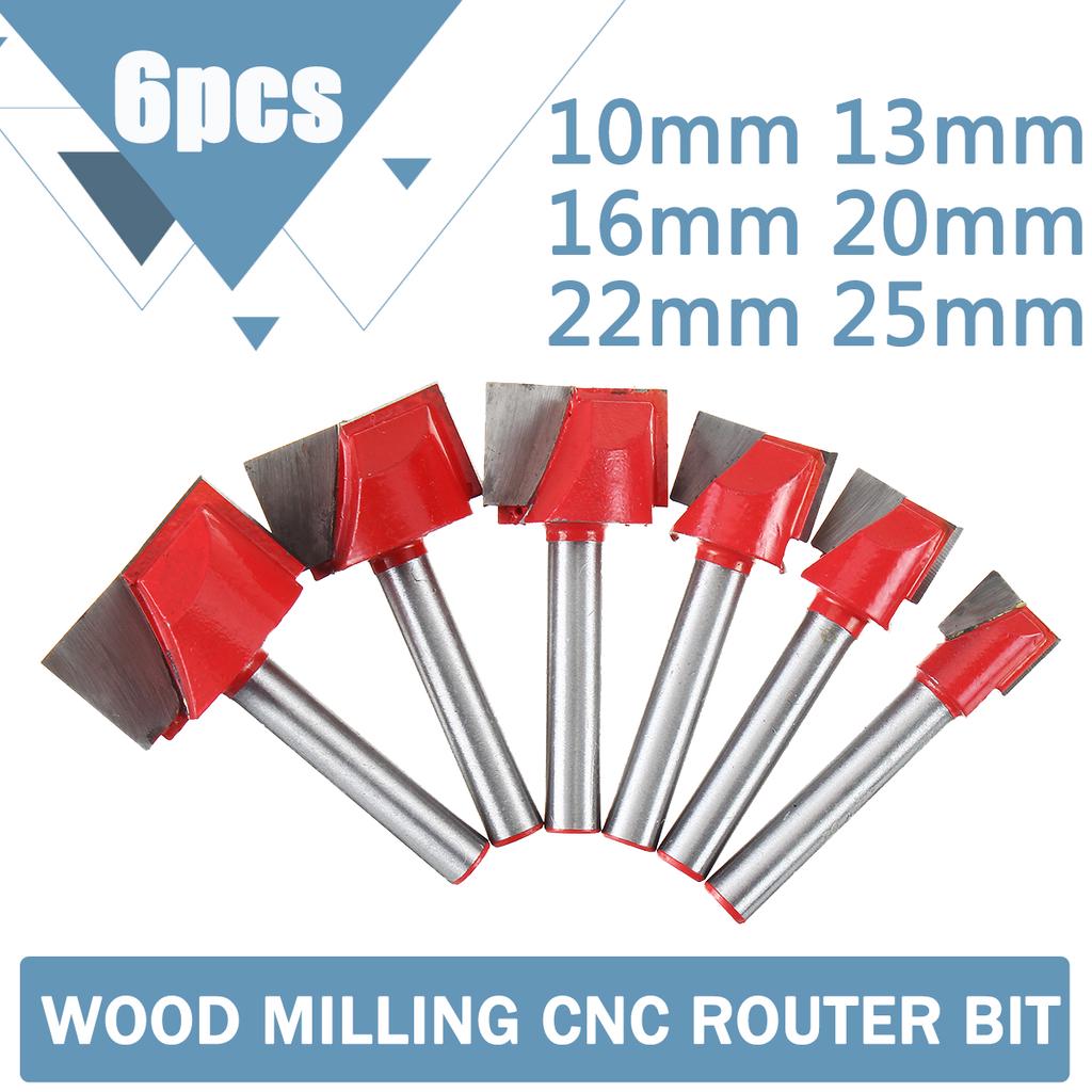 6Pcs 10-25Mm Surface Planing Bottom Cleaning Flat End Milling Router ...