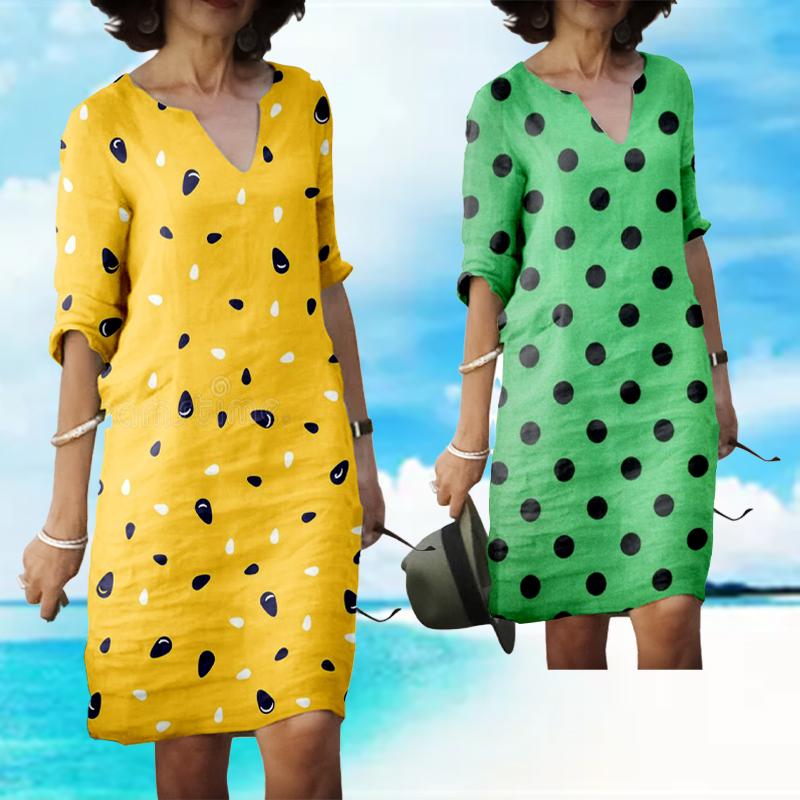 Buy European and American Fashion Women's Casual Dress Summer Print Ladies Top Plus Size XS-6XL ...