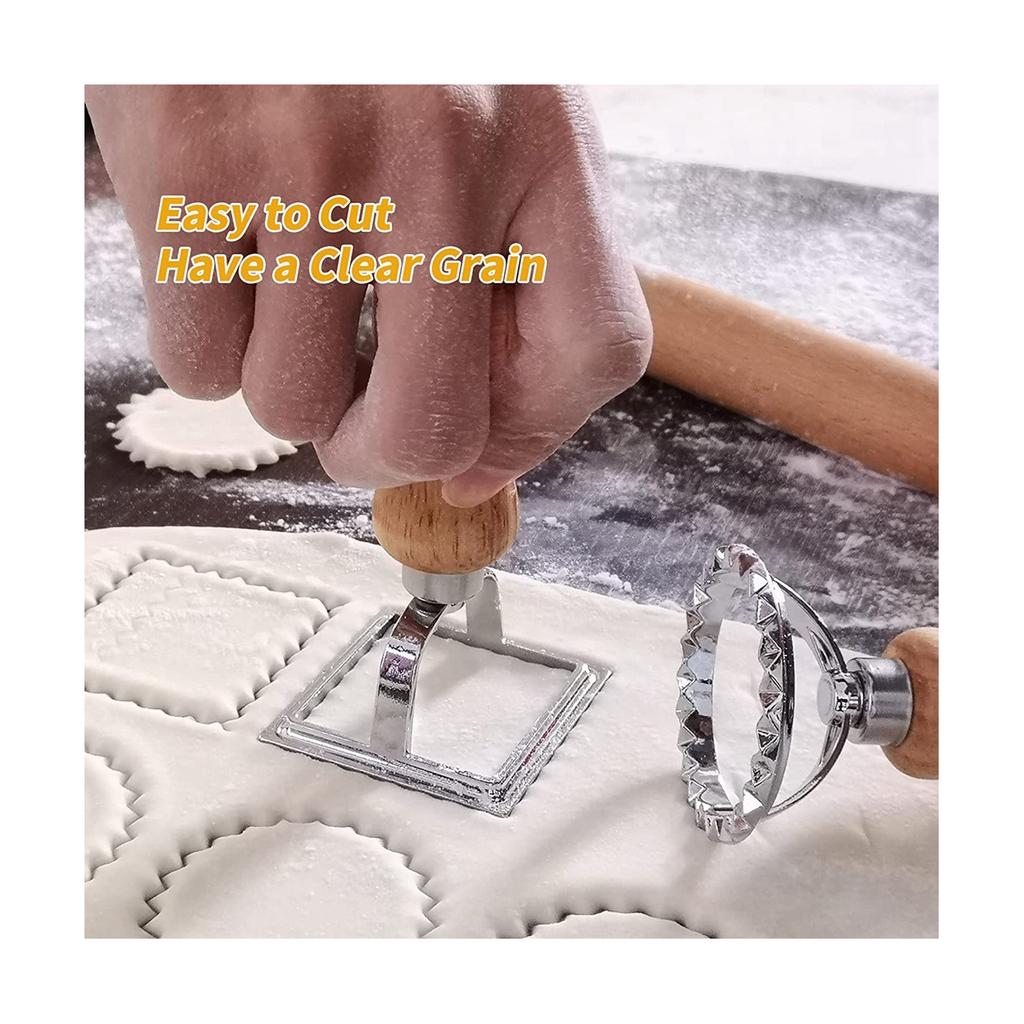Ravioli Pasta Cutter Set, Ravioli Stamp Maker with Wooden Handle ...