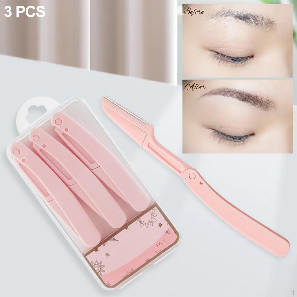 Buy 3 Pieces Foldable Eyebrow Trimmer Razor Portable Anti Slip Handle ...