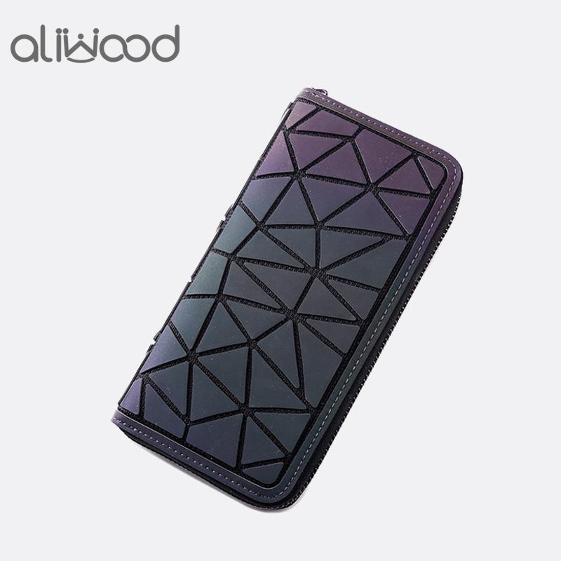 Cheap Geometric Luminous Women Wallet Clutch Famous Brands Female Long ...
