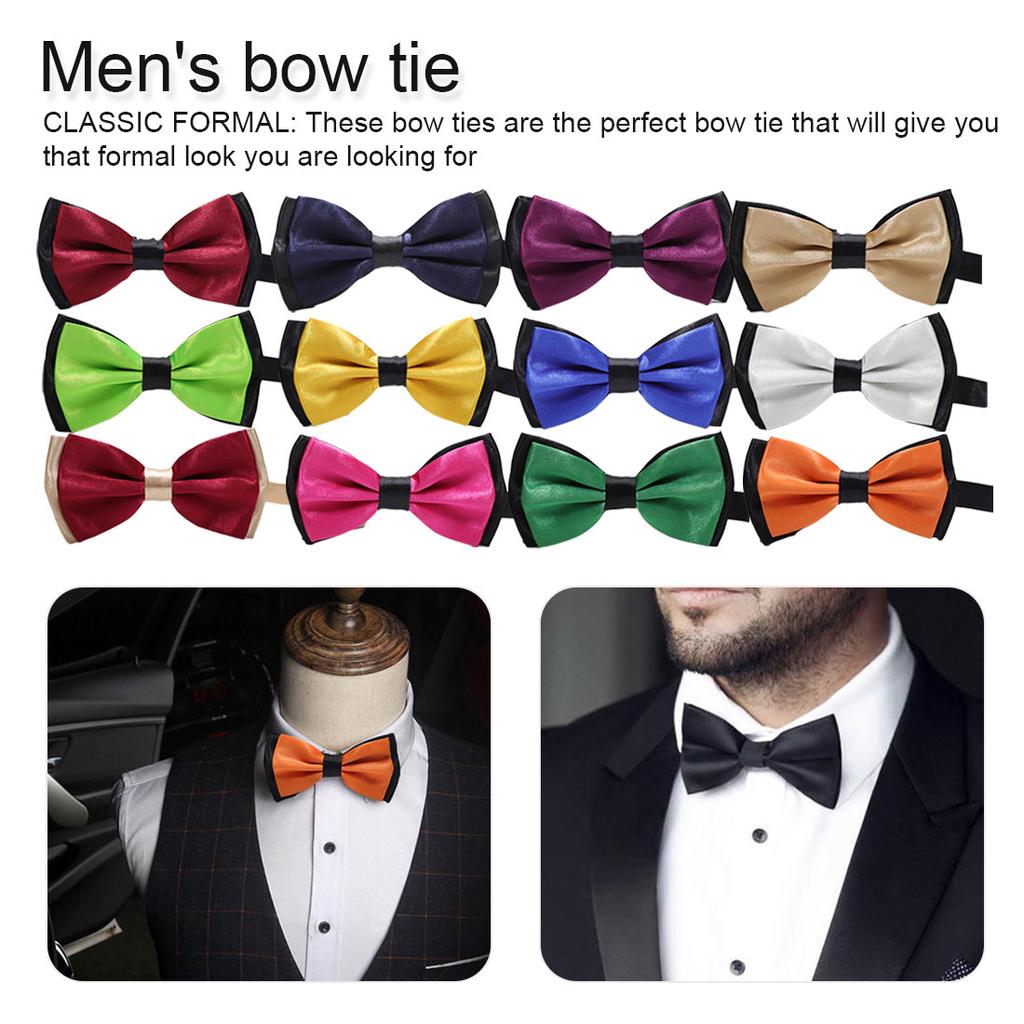 Buy Adjustable Bowtie Wedding Party Bow Tie Double Color Casual Ties at ...