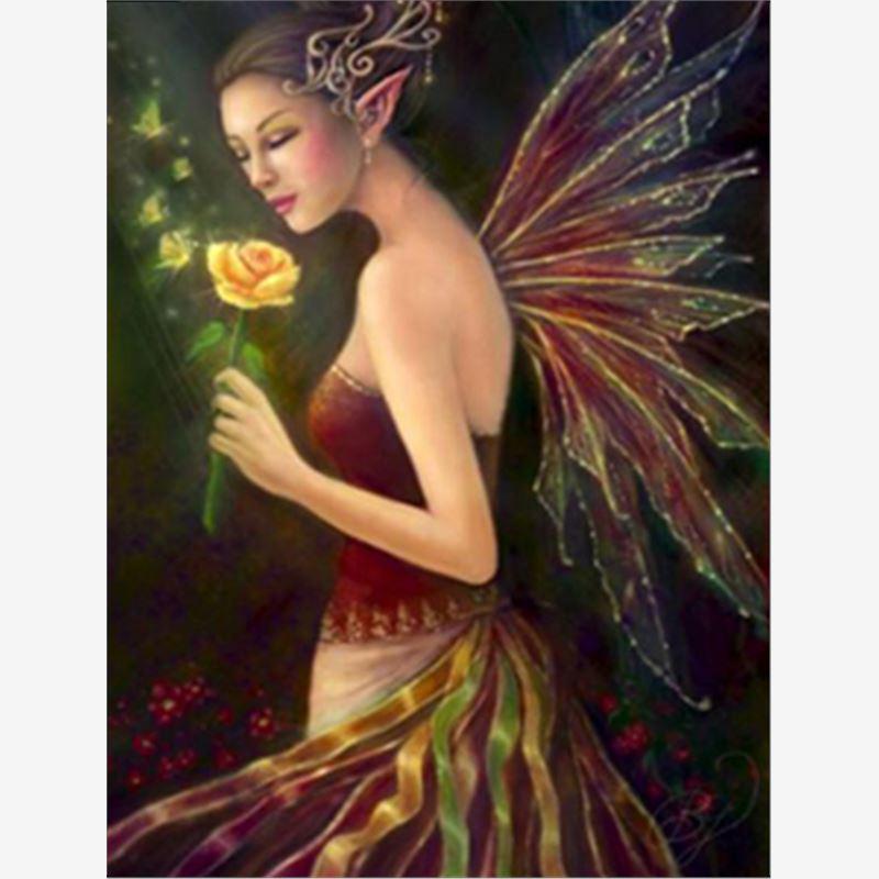 Buy Full Square/Round Diamond Painting Fairy Smelling Flower 5D DIY ...