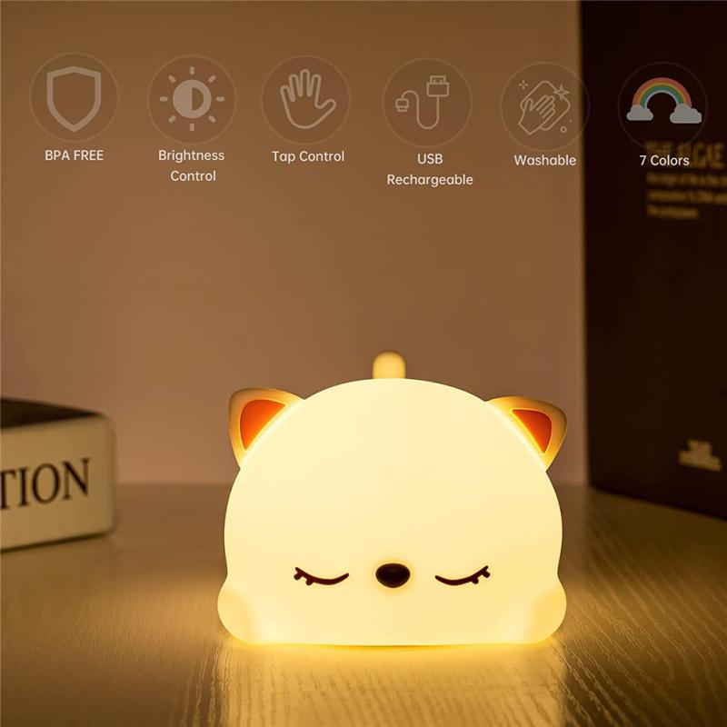 Cheap Soft Silicone Usb Rechargeable Night Light Cartoon Cat Shape ...