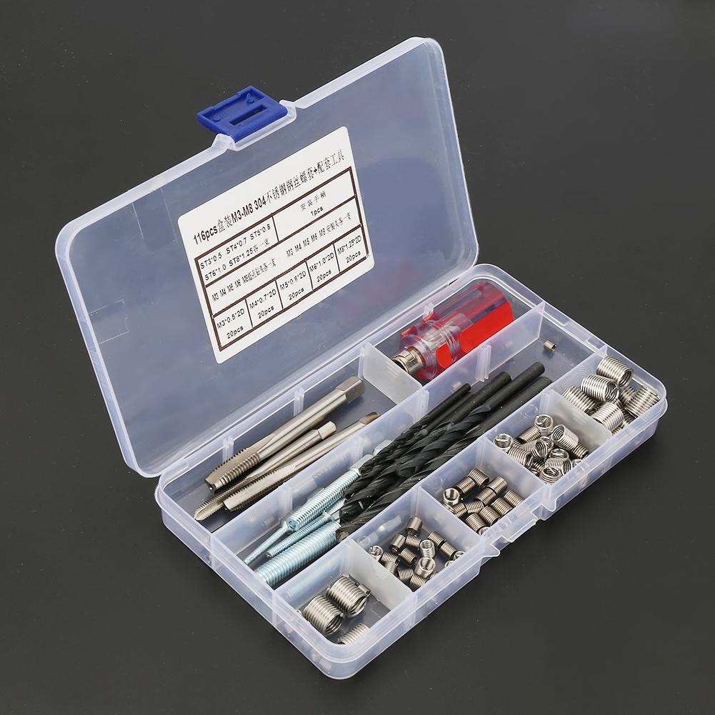 Buy 116Pcs/set Stainless Steel Wire Screw Sleeve Thread Repair Insert ...