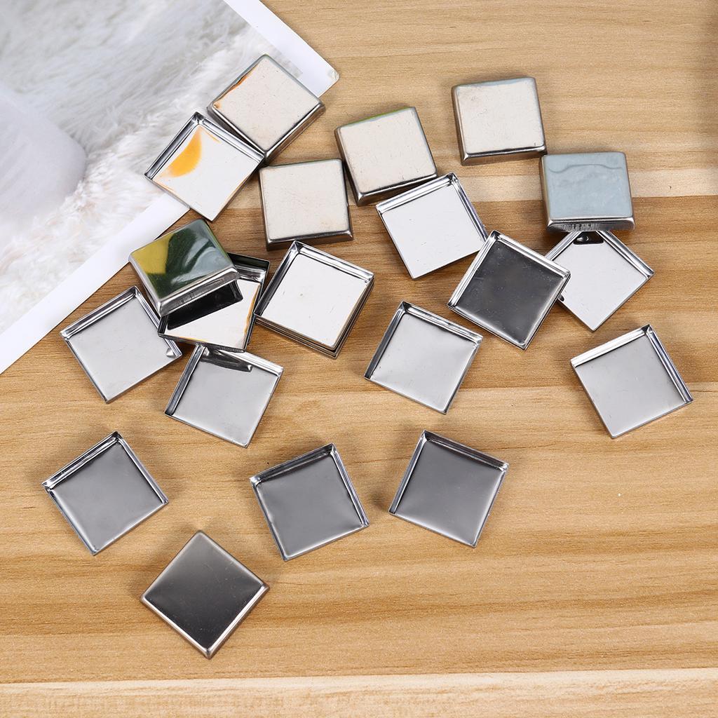 60PCS Empty Square Stainless Steel Pans for DIY Eyeshadow Blusher ...