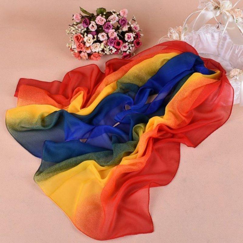 Satın alın Chiffon Long Shawl Three Gradient Rainbow Ombre Sunscreen ...