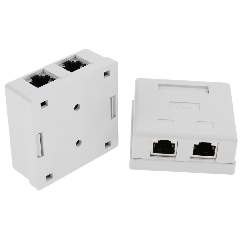 Buy 2x Cat6 DOUBLE Port Surface Mount Outlet Box RJ45 Face Plate ...