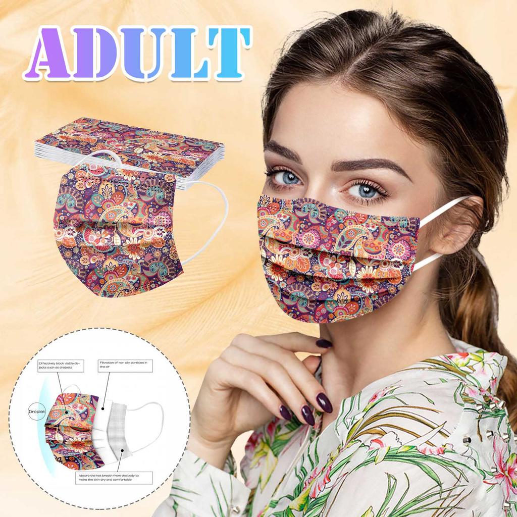 Cheap Adult Fashion Bohemian Disposable Mask Paisley Pattern Camouflage ...
