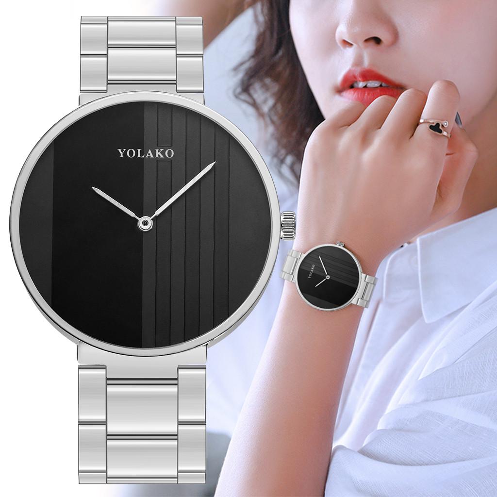 Buy YOLAKO Sleek Minimalist Calendar Stainless Steel Mesh Belt Ladies ...