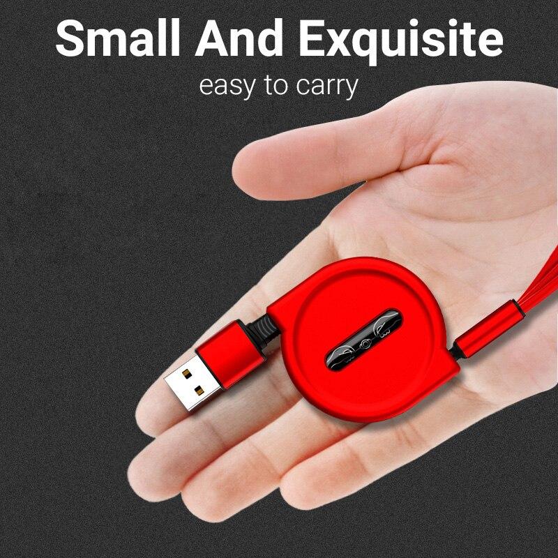 Buy 3 IN 1 Fast Charging Cable Retractable Type C Charger Wire Portable ...