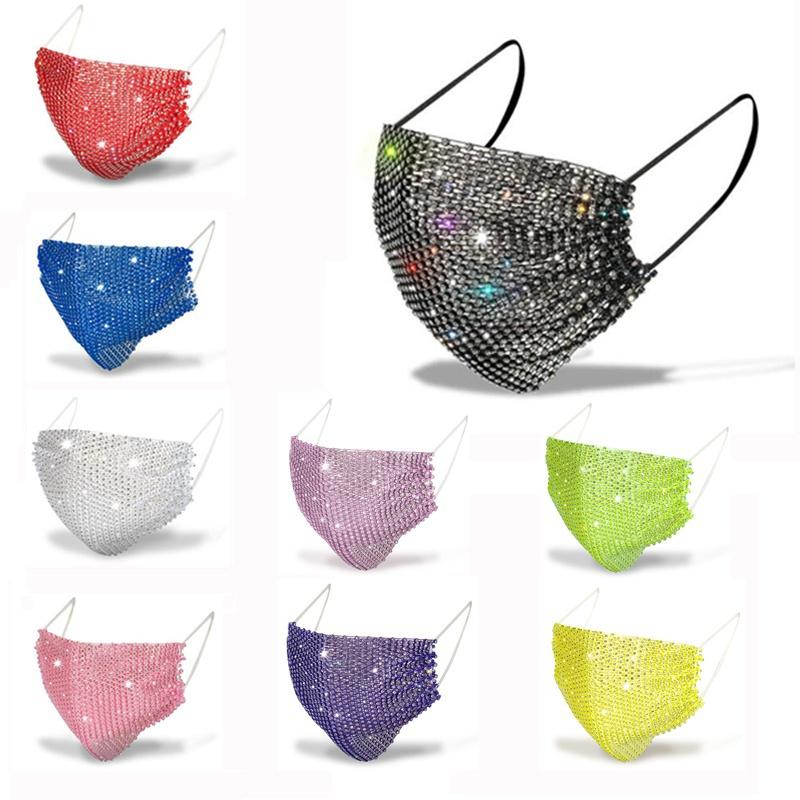 Buy 1PCS Bling Rhinestone Crystal Face Mouth Mask Glitter Face Veil ...