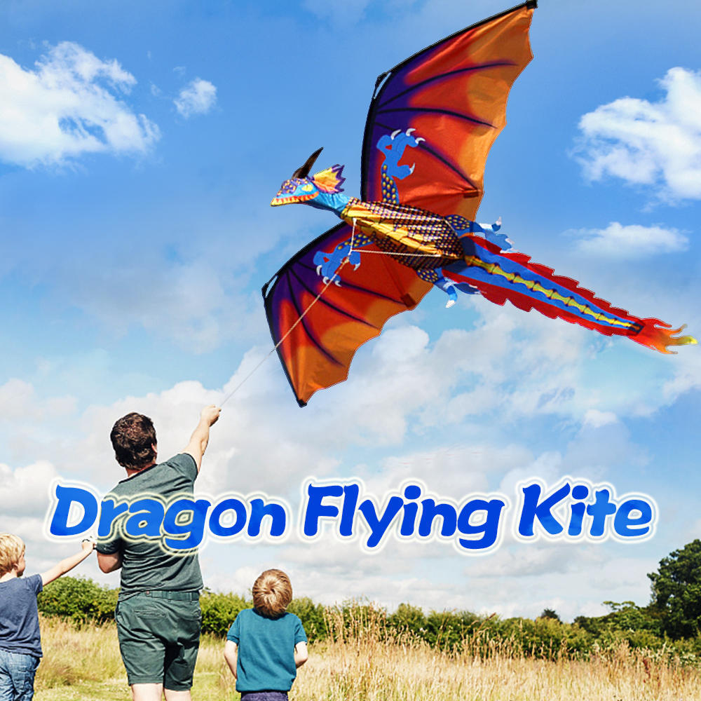 Dragon Kite Single Line Flying Kite with Tail 100m Flying Line for Kids ...