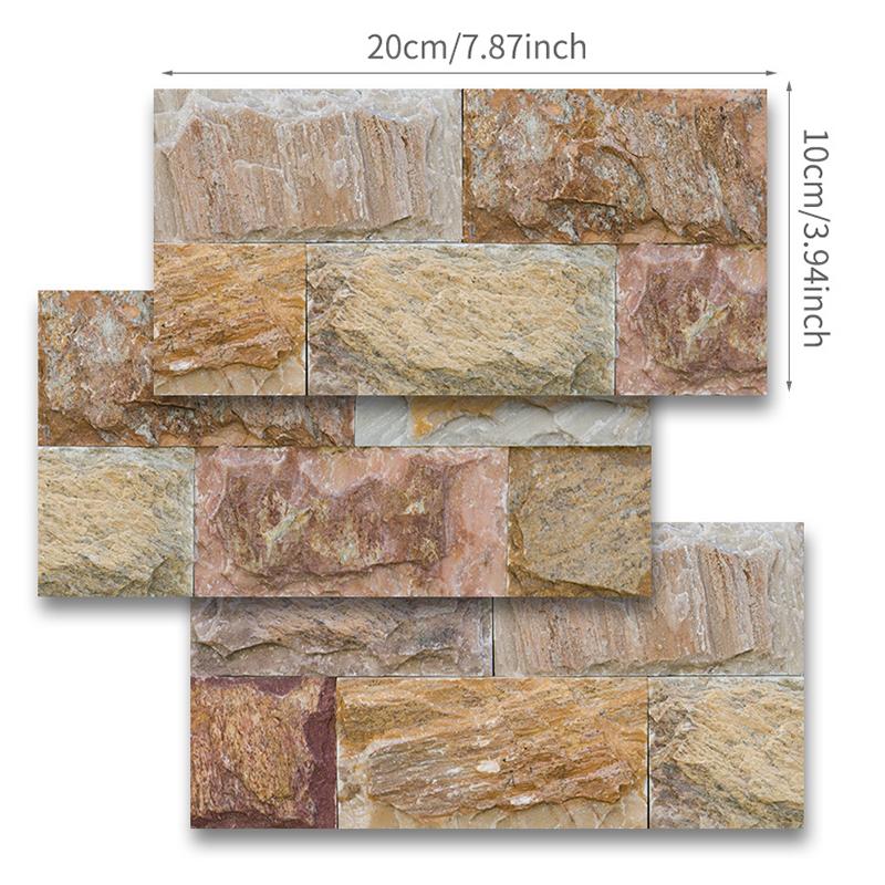 9pcs Set Wall Stickers Rust Brick Tile Self Adhesive Oil Proof Kitchen ...