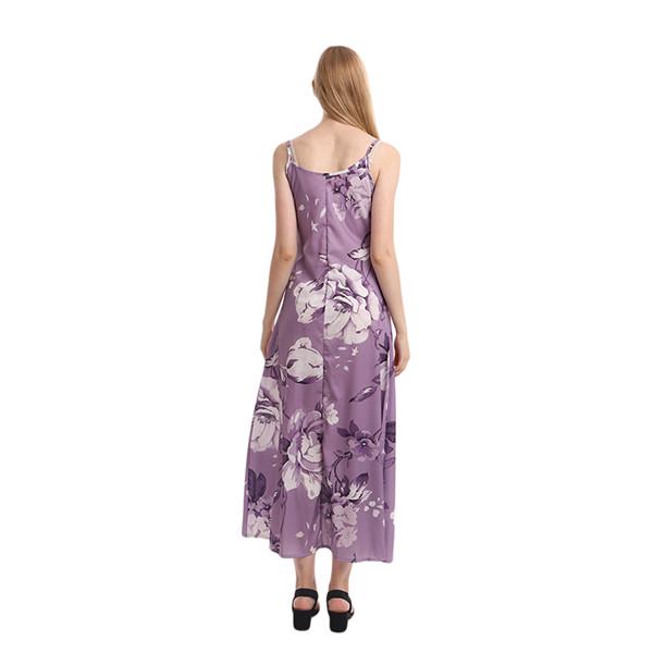 Buy 2020 Summer Women V Neck Flower Print Sling Dress Sleeveless Big