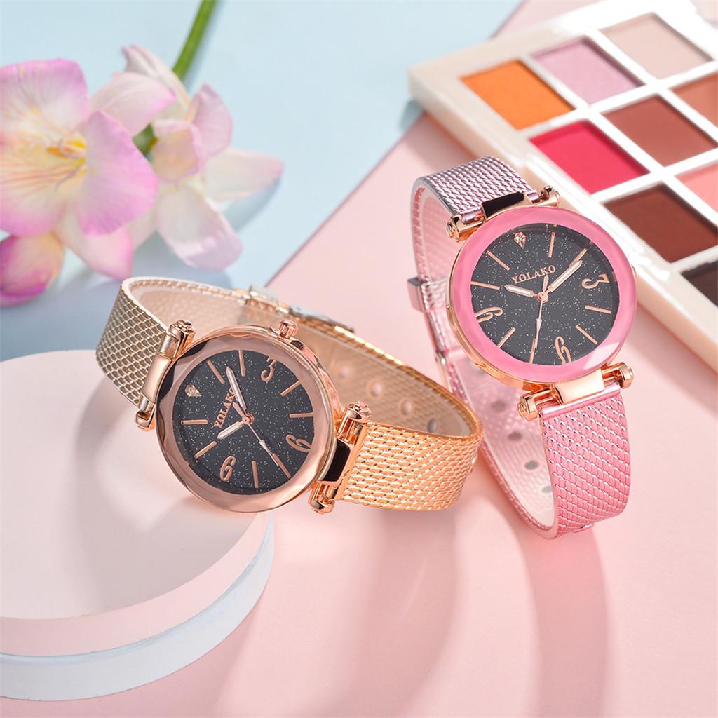 Buy YOLAKO Women's Casual Analog Wrist Leather Band Quartz Watch at ...