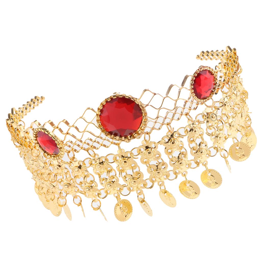 Buy Indian Belly Dance Headpieces Headdress Coins Crystal Rhinestone ...