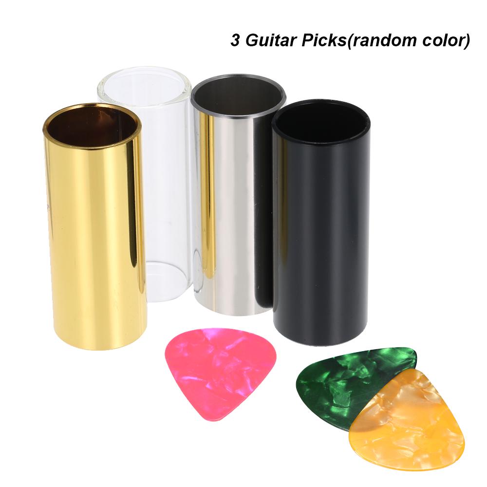 4pcs 60MM High Stainless Steel/Glass Guitar Slides Bars + 3 Guitar ...