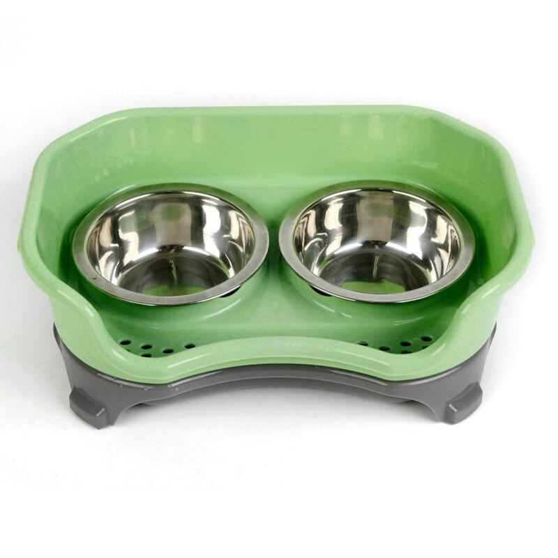 Buy Pet Stainless Steel Double Bowl with Higher Splash Proof Baffle ...
