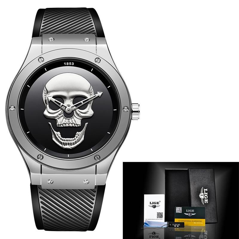 LIGE 2020 Mens Watches New Skull Watch Men's Military Sports Wrist ...