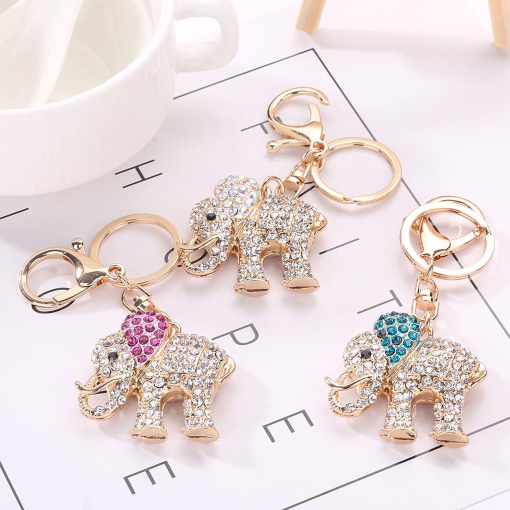 Cheap Crystal Elephant Shaped Pendant Keychain Rhinestone Animal Key ...