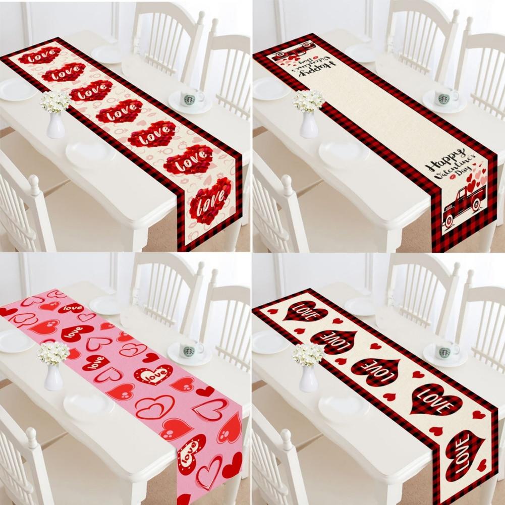 Cheap Valentines Day Table Runner Heart Love Printed Table Decoration ...