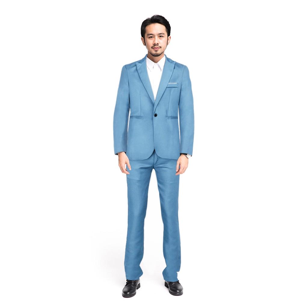 Buy Men's Slim Button Suit Pure Color Dress Host Show Jacket Coat ...