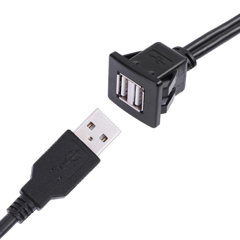 Buy 1m USB Panel Flush Mount Cable Dual USB2.0 A Male To Female Car ...