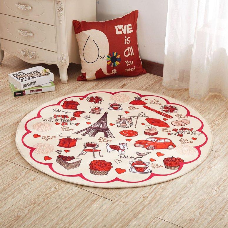 1M Non-Slip Round Rug Fashion Vibrant 3D Printing Carpet Indoor Study ...