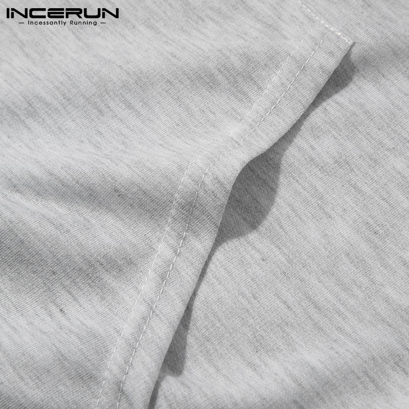 Buy INCERUN Spring Men's Fashion Off Shoudle Design Hooded Tops Long ...