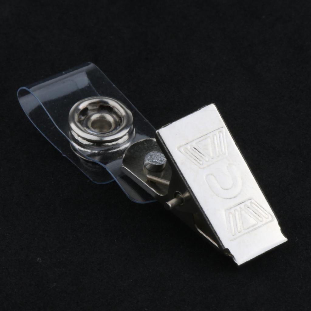 Buy 100Pcs Metal Badge Clips with Clear PVC Straps for ID Cards and ...