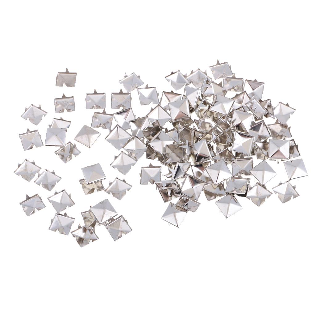100pcs 8mm Square Stud Spot Rivets Punk Nailheads Spikes for Leather ...